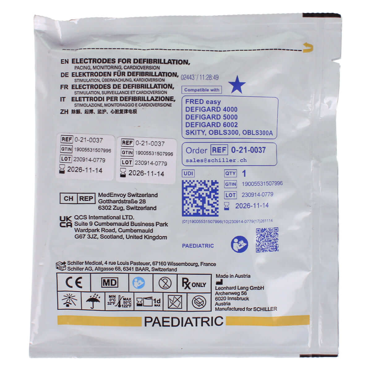 Buy SCHILLER Pre-connected electrodes for FRED easy defibrillator ...