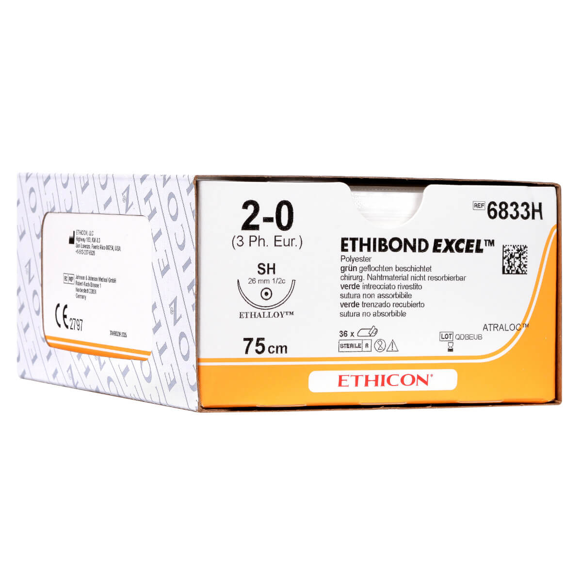 Buy Ethicon ETHIBOND Excel (polyester coated) suture material USP 4/0 (EP 1.5), 45 cm and DA VB ...